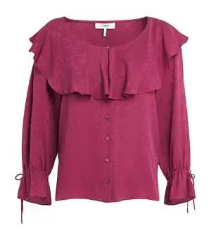 Chloé Silk Ruffle Blouse With Pearl-tipped Ties