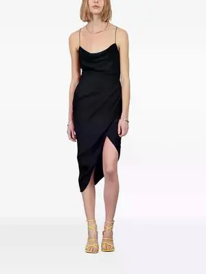 Gauge81 Asymmetric Draped Silk Dress - Black