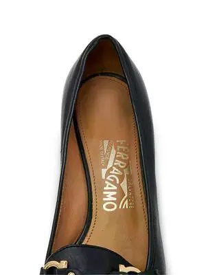 FERRAGAMO Leather Logo Detail Block Heel Pumps