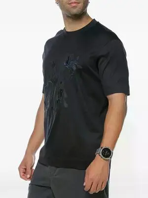 Emporio Armani Floral-embroidered T-shirt - Blue