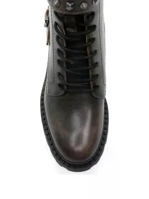 Ash Stud Embellished Buckled Lace Up Boots