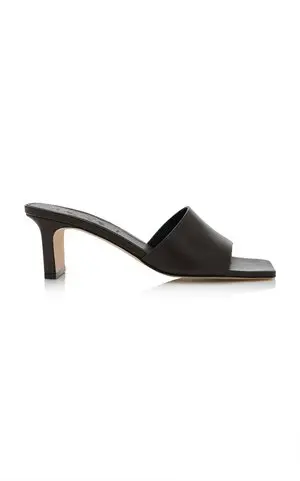 AeydĒ Jessie Leather Block Heel Mules - Brown