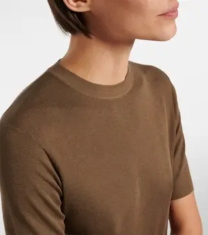 THE ROW Ozzi Silk-blend T-shirt - Brown