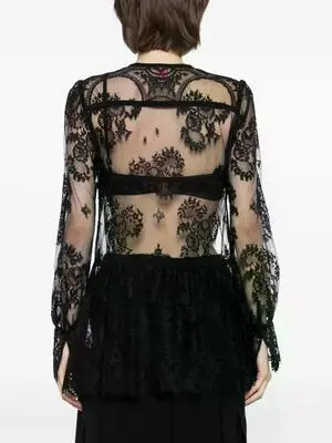 FETICO Lace-panelled Peplum-hem Blouse