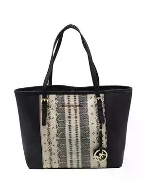 Michael Kors Saffiano Leather Anaconda-print Tote Bag - Black
