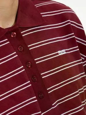 GESTUZ Striped Short-sleeve Polo Shirt - Red