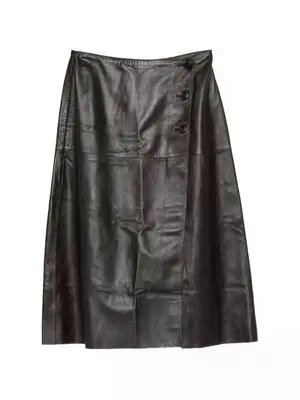YVES SALOMON Lambskin Wrap Skirt - Brown