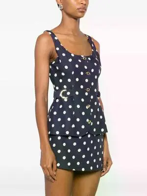 Maje Polka Dot Peplum Top - Blue