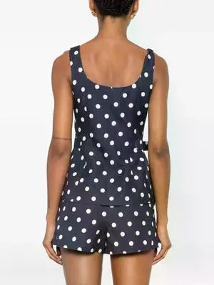 Maje Polka Dot Peplum Top - Blue
