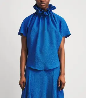 EDELINE LEE Jacquard Ruff Blouse