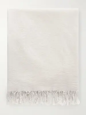 THE ROW Parla Fringed Cotton Scarf - Gray