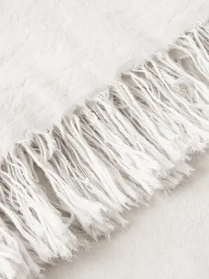 THE ROW Parla Fringed Cotton Scarf - Gray