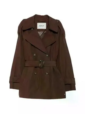 REPLAY Double-breasted Belted Trench Coat
