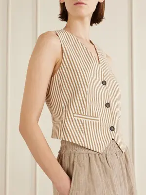 Brunello Cucinelli Striped Cotton-blend Seersucker Vest