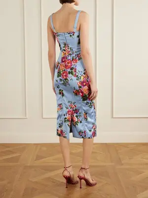 Dolce & Gabbana Floral Print Bustier Midi Dress