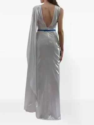 GEMY MAALOUF Asymmetrical Pleated Metallic Dress