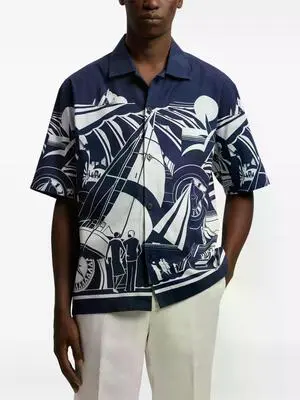 Ralph Lauren Purple Label Print-detail Short-sleeve Shirt - Blue