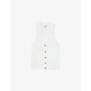 REISS Knitted Linen Tank Top - White