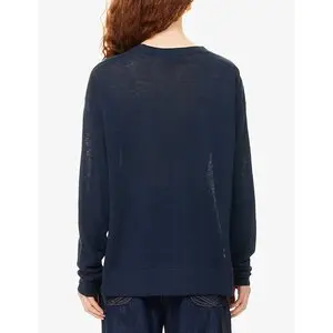 Max Mara Long-sleeve Linen-knit Jumper - Navy