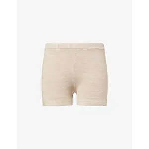 Lounge Ribbed Stretch-knit Shorts - Beige Marl