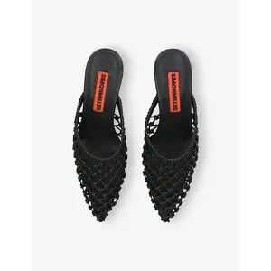 SIMONMILLER Knotted Gala Woven Heeled Mules - Black