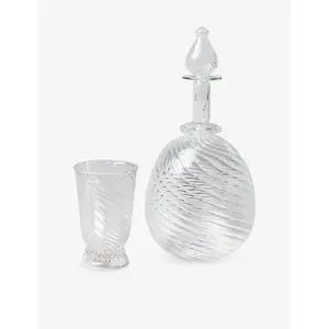GOHAR WORLD Spiral Egyptian Glass Decanter - Clear