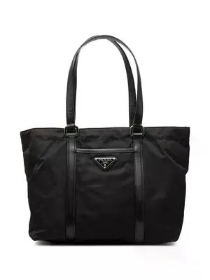 Prada Saffiano Trimmed Tessuto Tote Bag