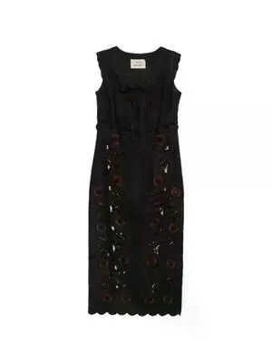Vita Kin Vanina Floral-embroidered Midi Dress - Black