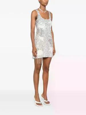 LESLIE AMON Embellished Mini Dress - Silver