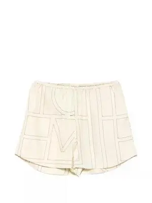 TOTEME Ivory Silk Monogram Print Shorts - Neutrals