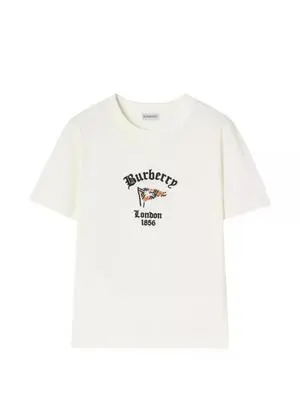Burberry Check Flag Cotton T-Shirt Neutrals