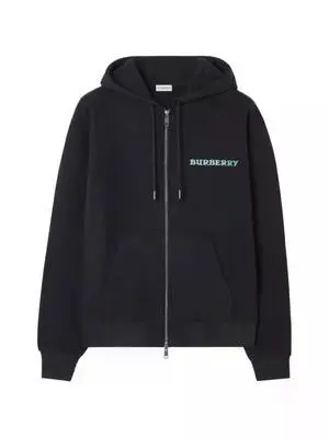 Burberry Logo Zip Hoodie - Black