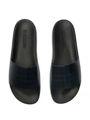 Burberry Check Slides - Blue