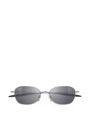 Maui Jim Geometric Frame Mirrored Lens Sunglasses - Silver