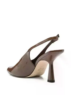 STUART WEITZMAN Patent Leather Peep-toe Slingback Sandals