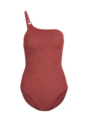 Hunza G Clara One-shoulder Crinkle Swimsuit - Rust
