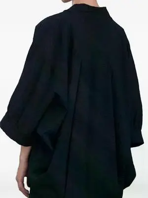 Black Crane Spoon Crinkled Oversized Jacket
