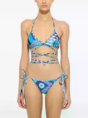 Emilio Pucci Vivara-print Wrap-around Triangle Bikini Top