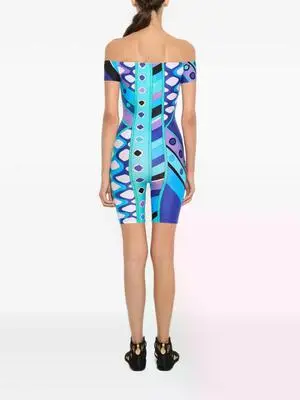 Emilio Pucci Vivara Iride-print Off-shoulder Playsuit