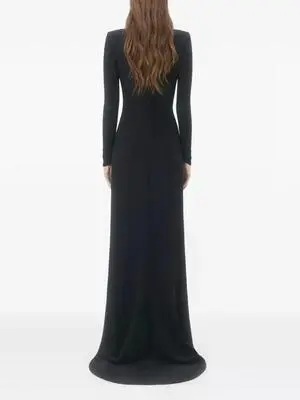 Valentino Garavani Embroidered Feather V-neck Maxi Gown