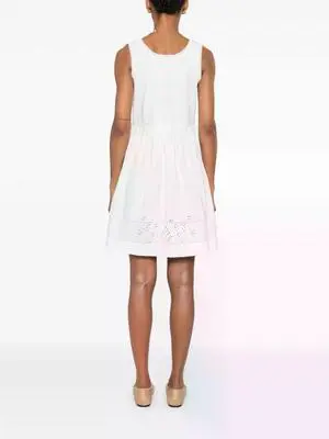 Maje Embroidered Cotton Flared Mini Dress