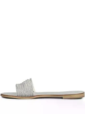 NICOLAS LAINAS Embellished Crystal Slip-on Sandals - Silver