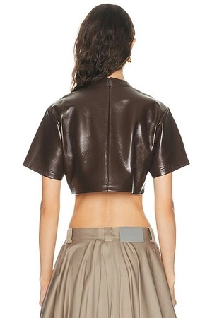 Balenciaga Cropped Leather Shirt - Brown