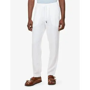 Derek Rose Vienna Drawstring Linen Trousers - White