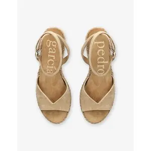 PEDRO GARCIA Suede Wedge Sandals With Ankle Buckle Fastening