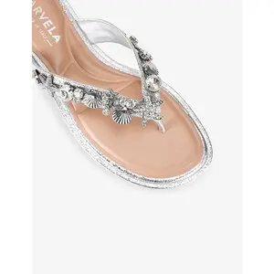 Carvela Marina Faux-leather Flat Sandals With Embellishments