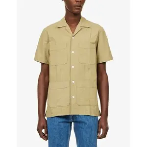 DRAKE'S Short-sleeve Cotton-linen Crepe Cuban Shirt
