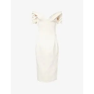 Bottega Veneta Off-shoulder Midi Dress - Chalk