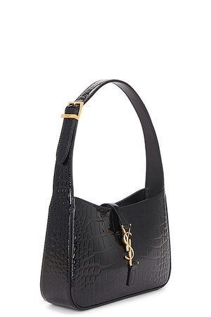 Saint Laurent Le 5 A 7 Crocodile-effect Shoulder Bag - Nero