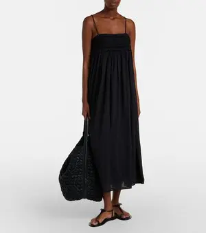 Posse Danielle Lace-trimmed Cotton Midi Dress - Black